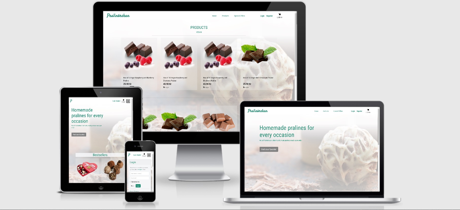 GitHub - Timmy-Bergkvist/Pralinorskan-app: Django e-commerce application, to buy pralines.